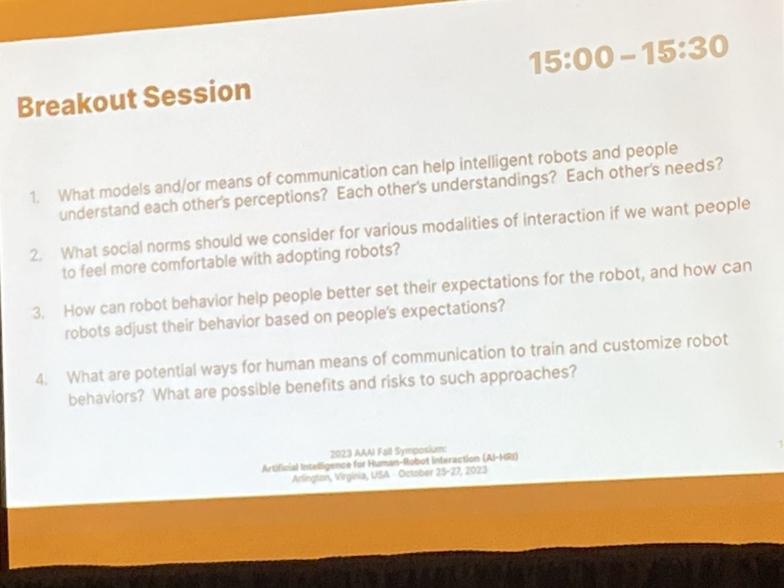 AI-HRI 2023で発表を行いました – 名古屋大学情報学研究科 東中研究室